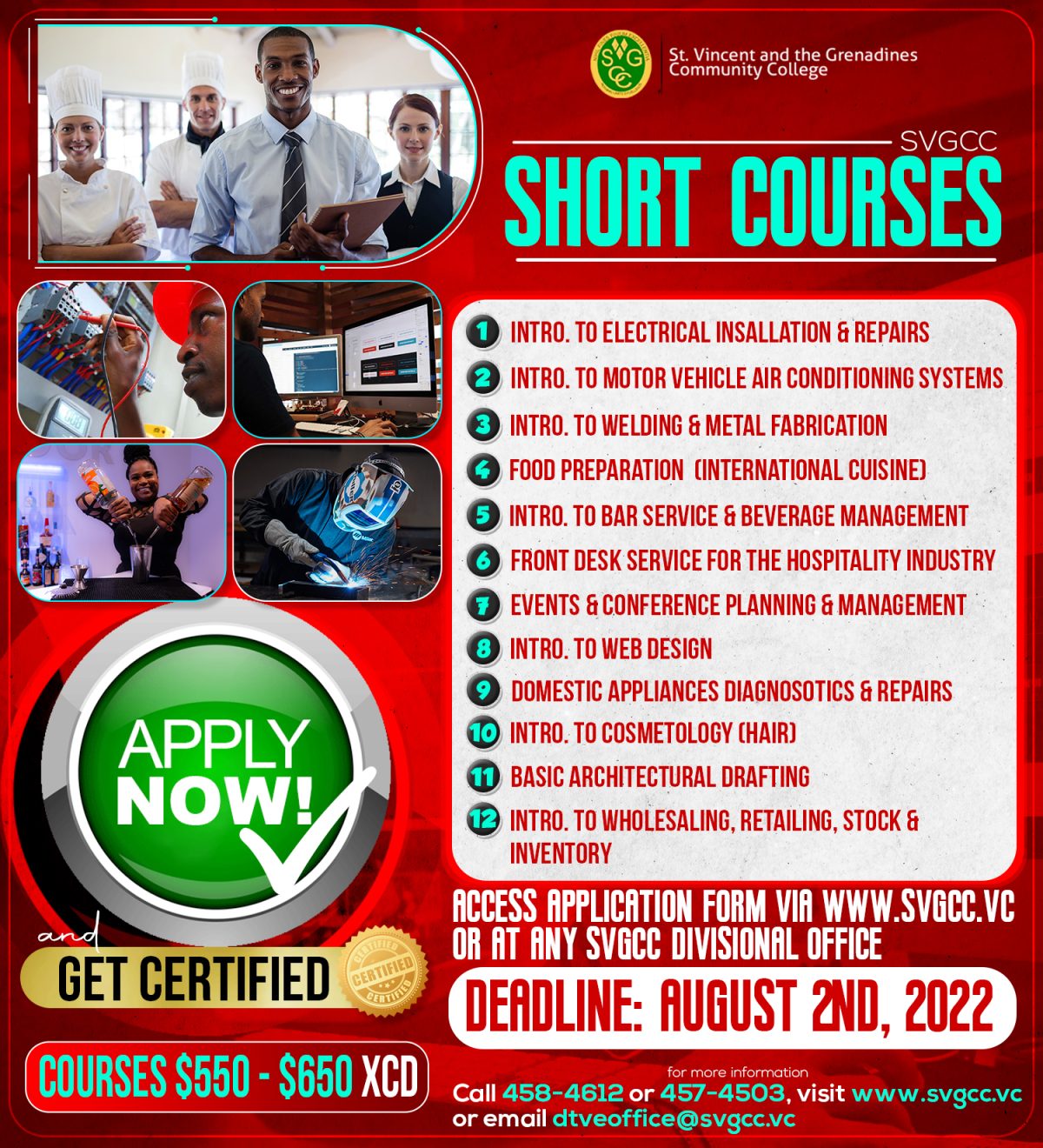 SVGCC Adds More Short Courses To Evening Programme - Asberth News Network