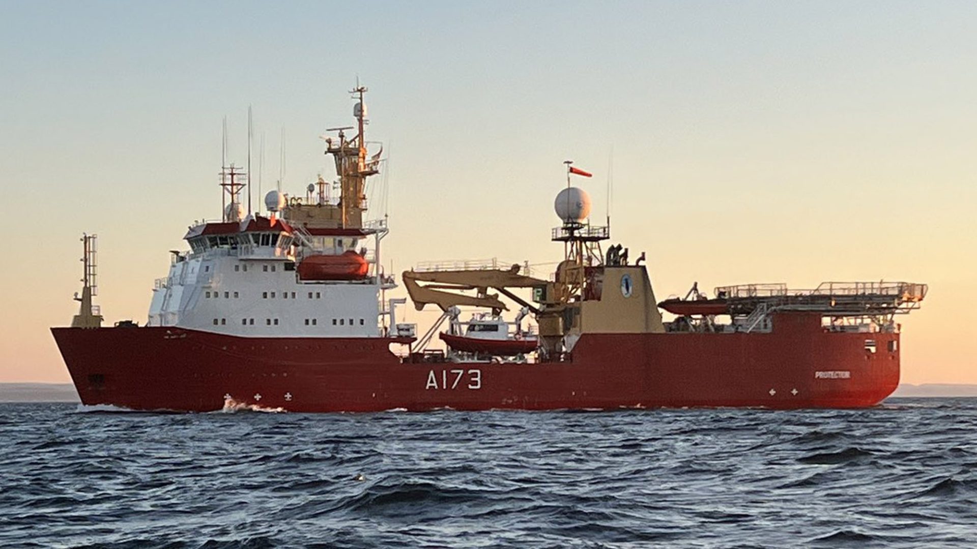 The Royal Navy’s Ship HMS Protector comes along shore SVG for routine ...