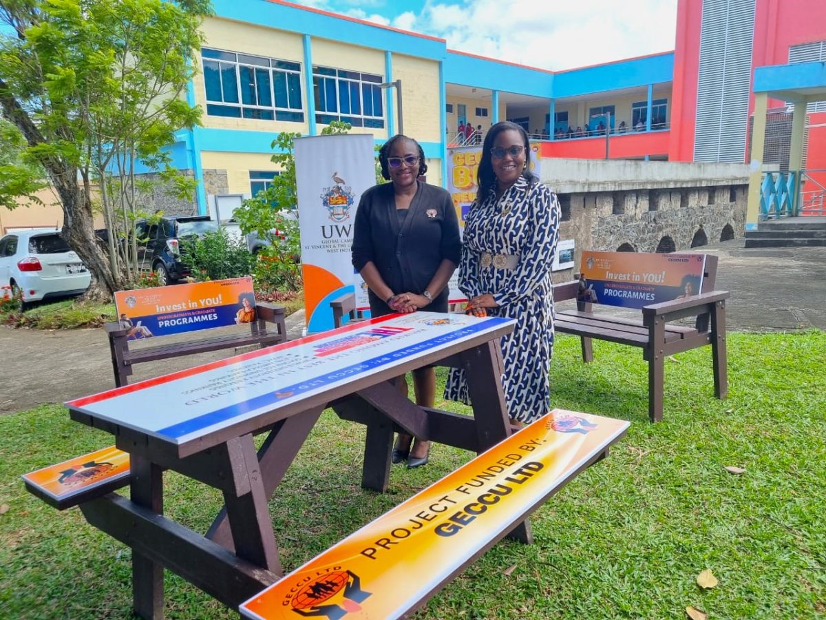 GECCU Donates Recreational Benches and Tables to UWI Global Campus SVG ...